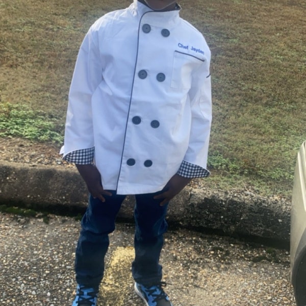 Personalized Kids Chef Jacket With Hat | Halloween Play Costume | Kids ...