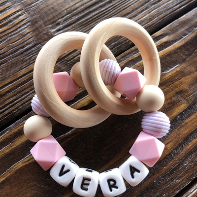 BABY TOY RING Custom Silicone Ring With Name Baby Shower - Etsy