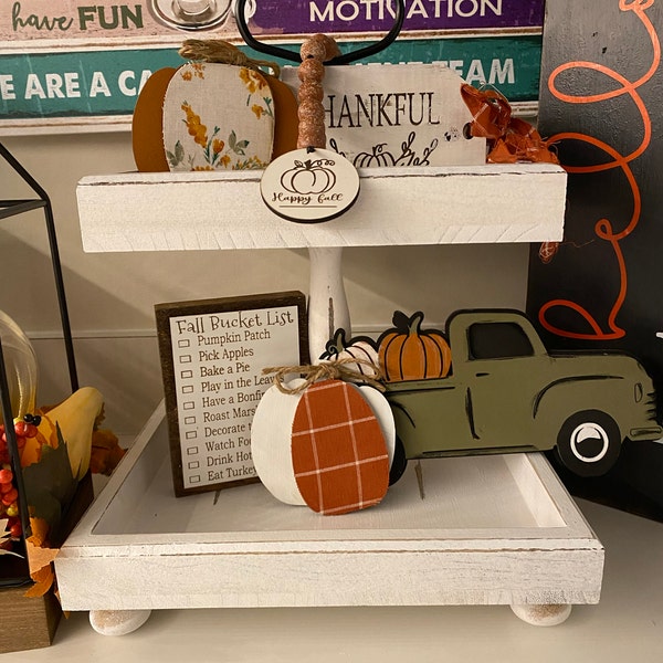 Tiered Tray Decor, Fall Decor, Tray Decor, Fall Garland, Fall Signs ...