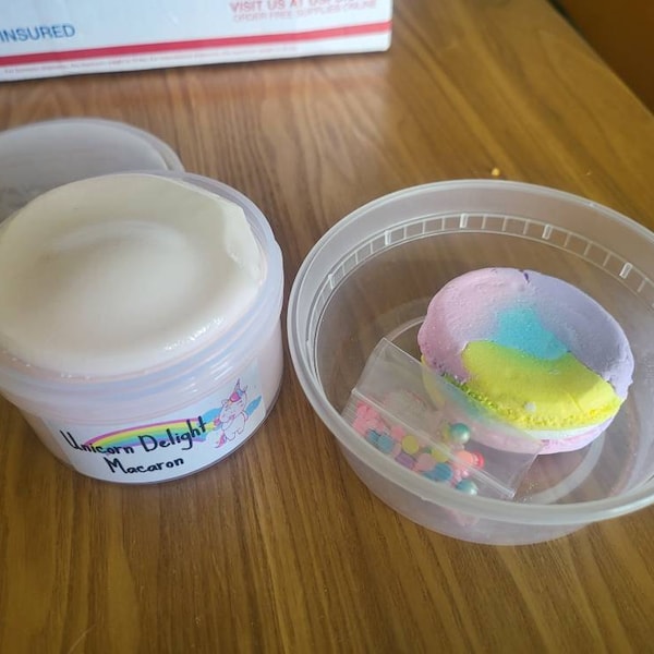 Unicorn Macaron, DIY Slime Kit, Unicorn Slime, Rainbow Slime, Snow Creme Slime, Spring Slime ...