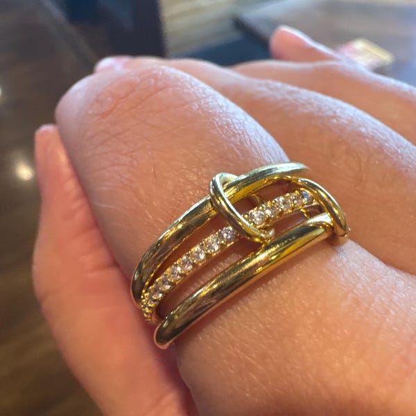 14K Gold Statement Ring, 18K Gold Multi Link Connected Ring, Gold ...