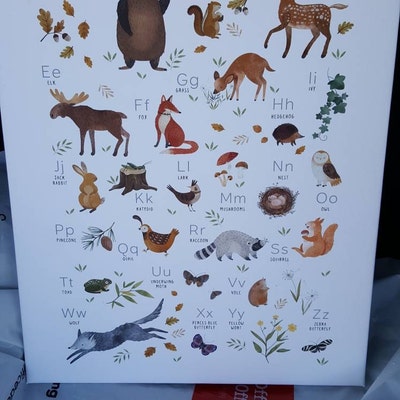 Animal ABC Poster Woodland Alphabet Printable Wall Art Woodland Nursery ...