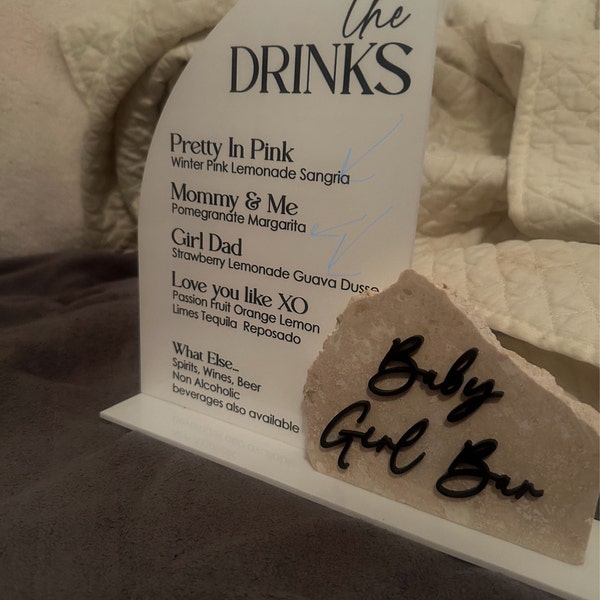 Acrylic Stone Signature Drinks Sign | Layered Menu | Wedding Menu ...