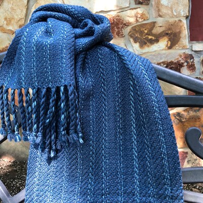 Dark Teal Scarf / Handwoven Scarf / Merino Wool Scarf / Winter Scarf ...