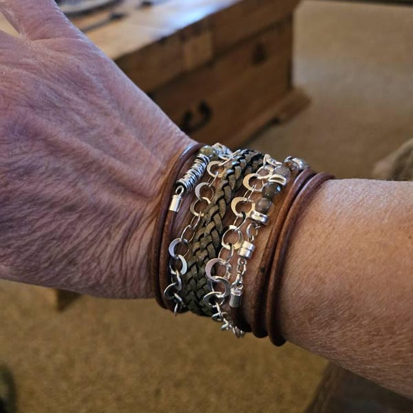 Handmade Silver Chain Bracelet, Sterling Silver Circle Links Bracelet ...