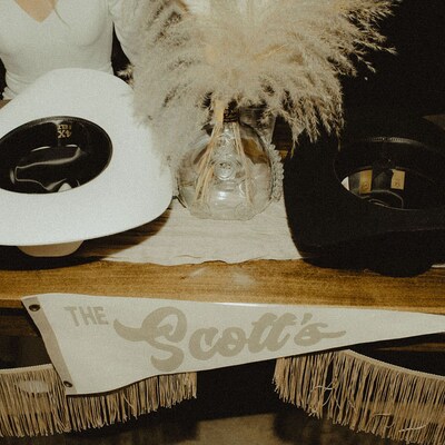 Large Single Word Custom Suede and Leather Pennant Flag Banner ...