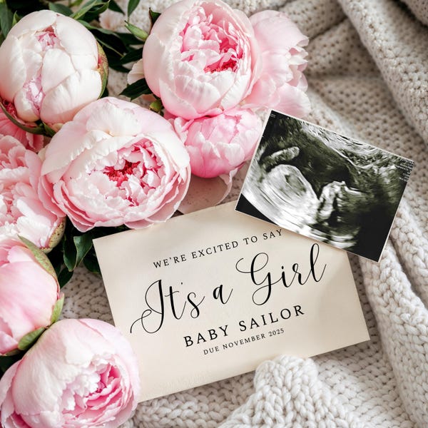 It's a Girl, Gender Reveal, Pregnancy Announcement, Digital Gender Baby ...