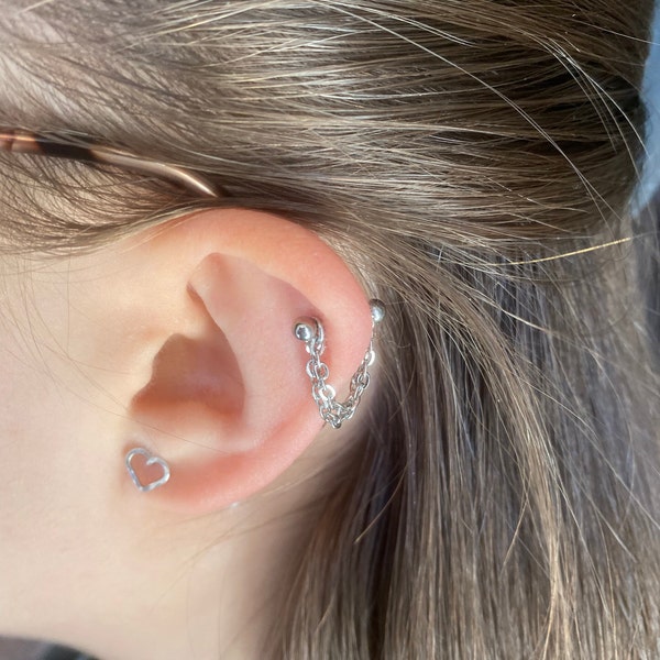 Convertible Chain Ear Jacket: Stainless Steel Helix Cartilage Piercing ...