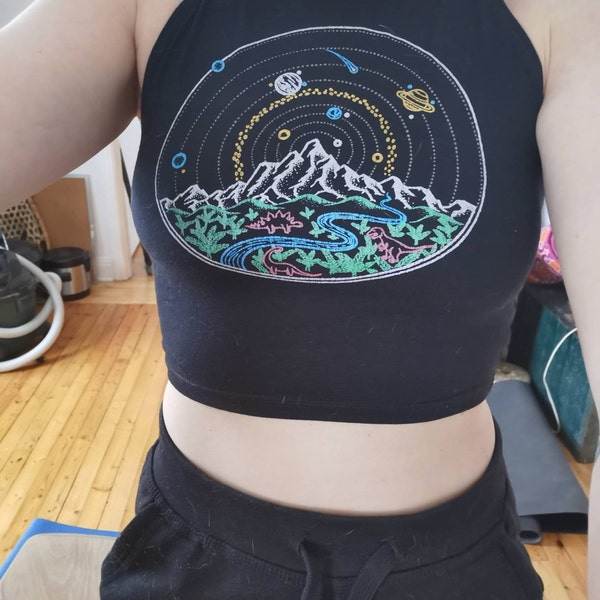 Dinosaur Space Crop Top Solar System Crop Top Dino Crop Top Festival ...