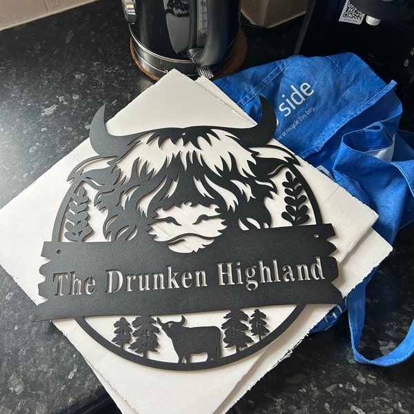 Custom Highland Cow Metal Sign,highland Cow Metal Wall Art,personalized ...