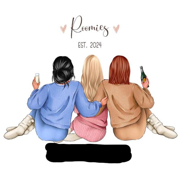 Personalized Best Friends Print, Custom 3 Friend Prints, Three Best ...