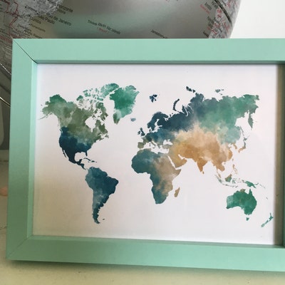World Map Watercolor Illustration Art Print Large Map Print - Etsy