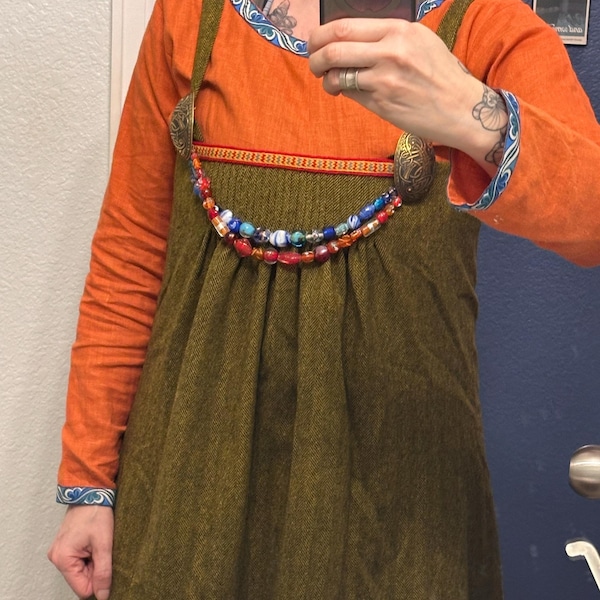 Early Medieval Wide Warm Wool Dress With Natural Silk Hems for Viking ...