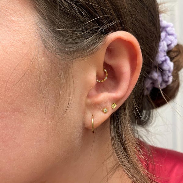 Gold Daith Jewelry Earring, Simple Titanium Minimalist Daith Jewelry ...