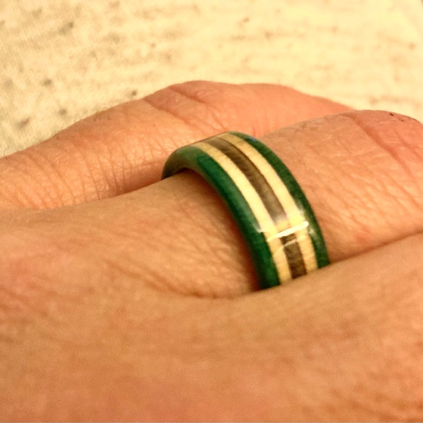 Wooden Ring - Recycled Skateboard Wood Ring - Wedding Band - 5 ...