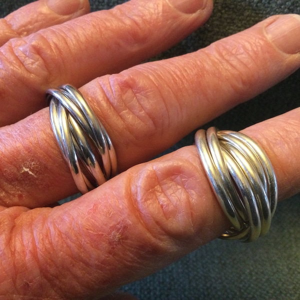 Sterling Silver Seven Band Rolling Ring: High Polish Finish - Etsy