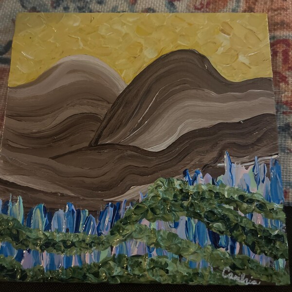 3D Flower Vase | Wood Panel | Floral Texture Art | Original Acrylic ...