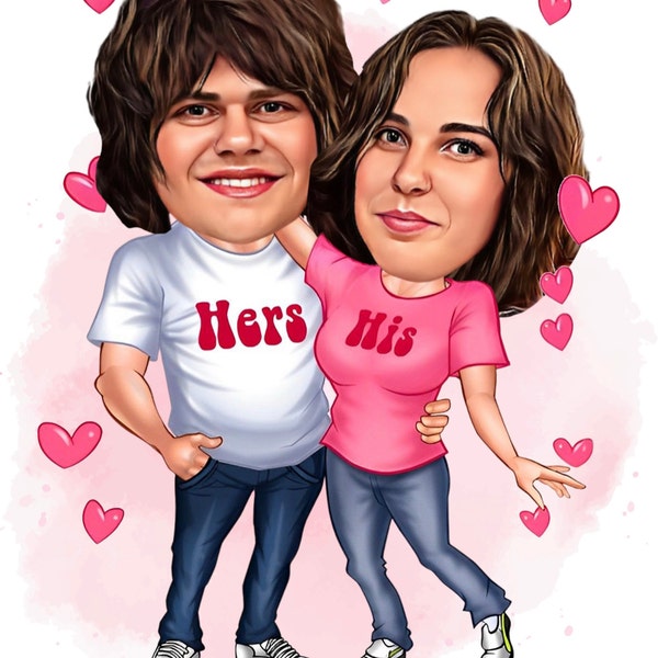 Custom Couple Cartoon Portrait, Couple Portrait, Couple Gift, Couple ...
