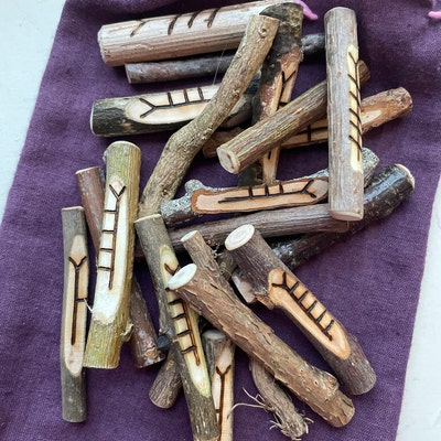 20 Celtic Tree Ogham Staves Made With Corresponding Woods With Pouch ...