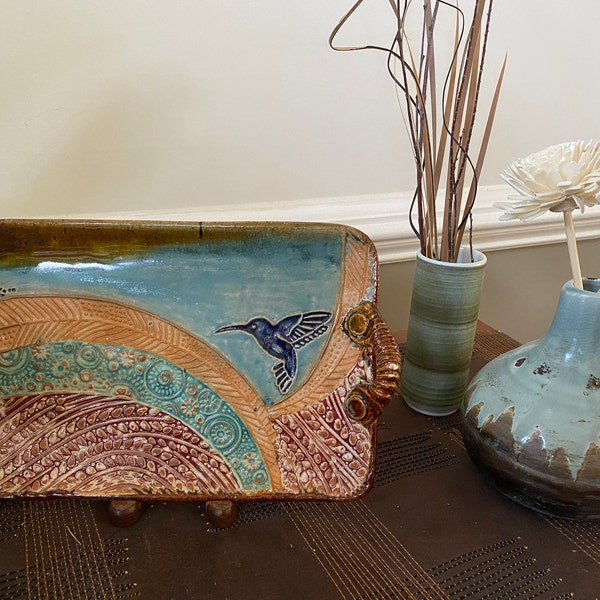 Hummingbird Platter Hand Made Stoneware Pottery - Etsy