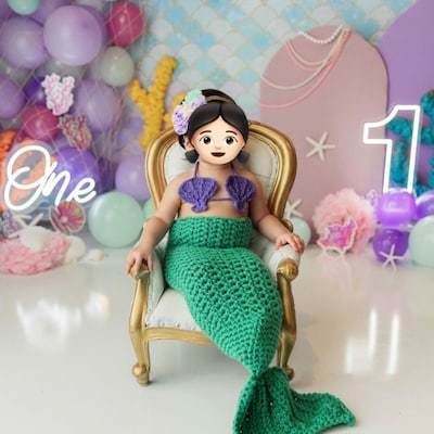 3 Pc. Little Mermaid Princess Ariel Tail Photo Prop or Merman Halloween ...