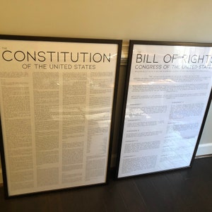US Constitution Bill of Rights Set of Two Prints, Patriotic Wall Art ...