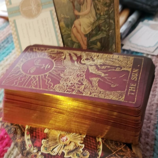 Tarot Deck, Red and Gold, Tarot Deck, Tarot Deck for Beginners, Unique ...