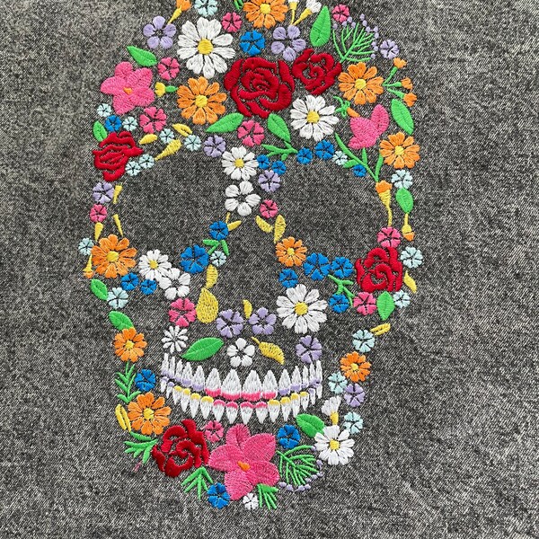 Skull Machine Embroidery Design Floral Skull Machine Embroidery Pattern ...