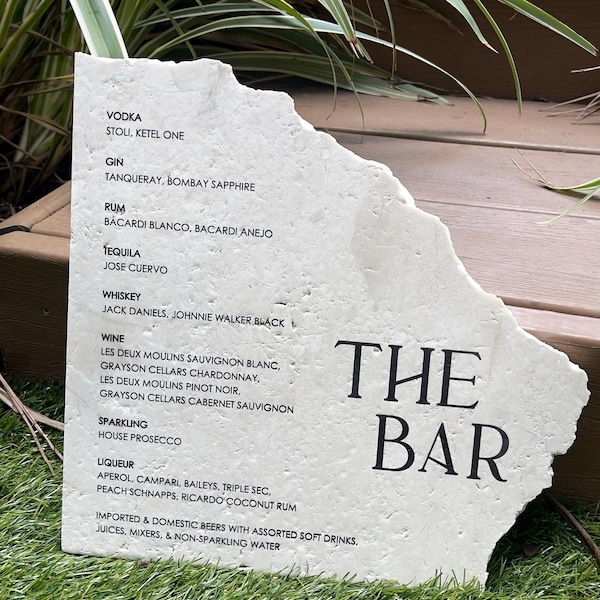 Marble Stone Bar Sign | Wedding Unique Signage | Menu Sign, Drink Sign ...