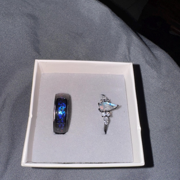 Orion Nebula Wedding Band Set, Engagement Rings for Couples, Engagement ...