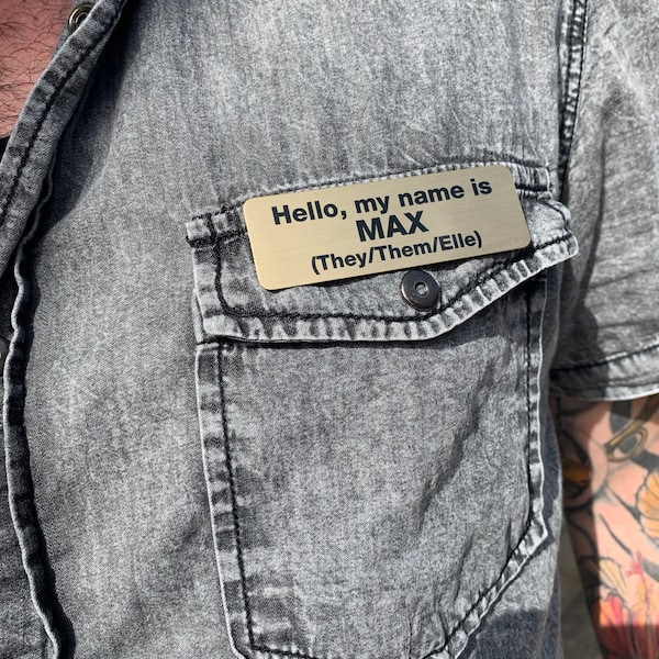 Personalized Solid Brass Wearable Magnetic Name Tags for Your Business ...