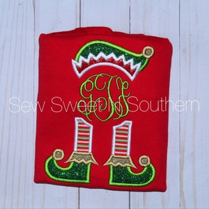 Elf Monogram Frame, Applique Design, Machine Embroidery, Christmas ...