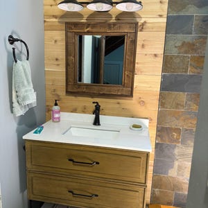 Herringbone Rustic Styled Large Framed Wood Mirror Vanity Mirror ...