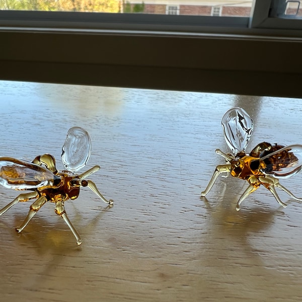 Glass Bee Pendant Collectible Figurine Honey Bee , Animals Glass, Art ...
