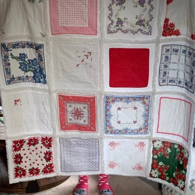 Deposit Listing Your Hankies Vintage Hankie Handkerchief Rag Quilt Made ...