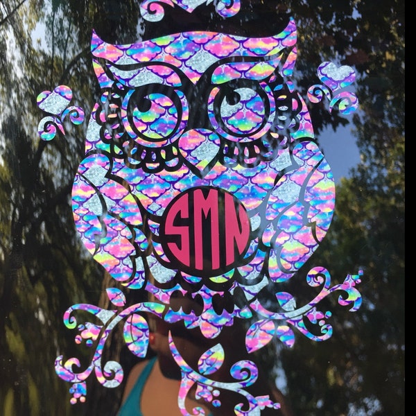 Owl Monogram Vinyl Decal Sticker Die Cut Custom Car Window Laptop ...