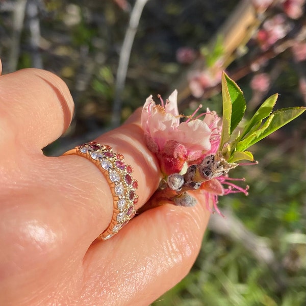 Padparadscha Stacking Gold Crown Ring - Orange and Pink Sapphires Gold ...