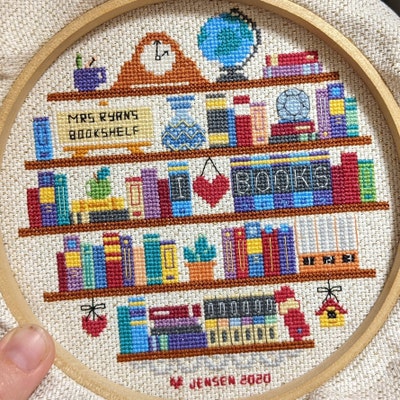 Book Lover's Shelf Bookshelf Cross Stitch Pattern PDF Cute Room Cross ...