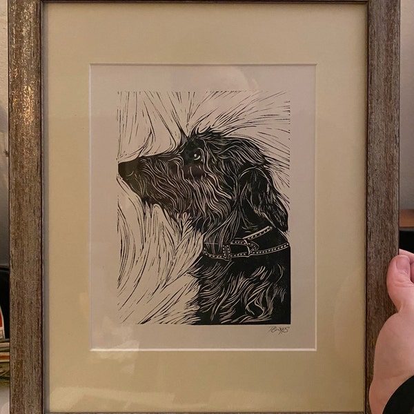 Labrador Puppy //original Linocut Print, Dog, Pet Portrait Handprinted ...