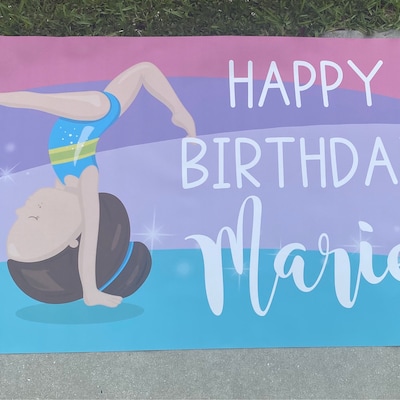 Gymnastics Birthday Banner, Tumbling Birthday Decoration, Gymnastics ...