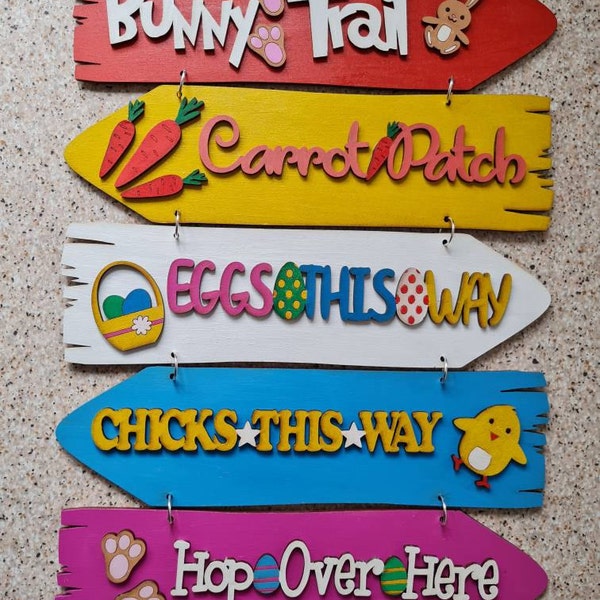 Blank Craft Kit Laser Cut Wooden MDF Direction Sign Easter Direction ...