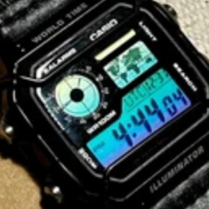 Casio Watch Modified Custom Casio Mod Vintage Stealth Black Digital ...