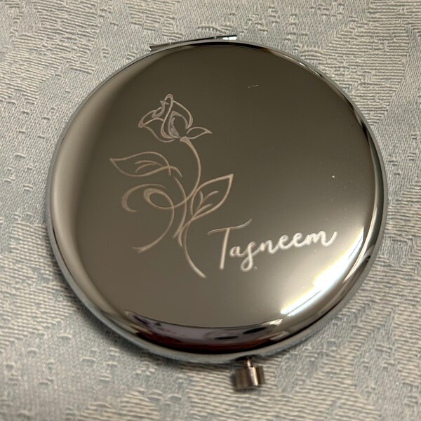 Personalized Birthday Flower Compact Mirror - Customizable Bridesmaid ...