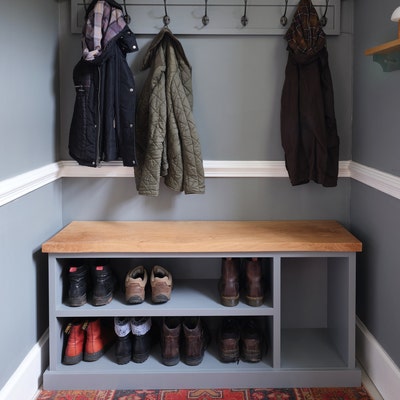 Shaker Oak Wellington/shoe Bench and Matching Coatrack - Etsy UK