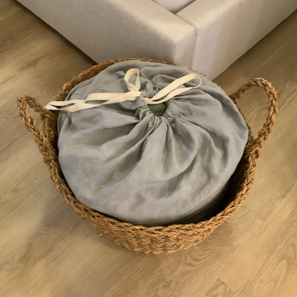Linen Storage Bag. Washed Soft Linen Laundry Bag With Drawstring ...