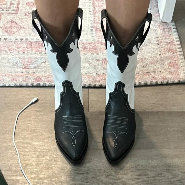 Black & White Cowboy Western Boots. All Premium Leather - Etsy