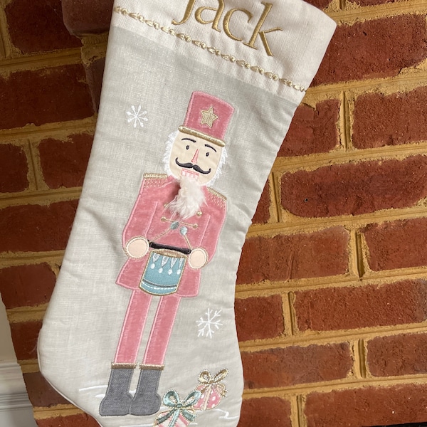 Personalized Embroidered Mon Ami Pink Nutcracker Christmas Stocking - Etsy