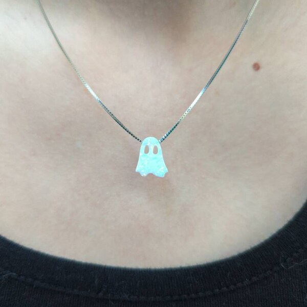 Ghost Opal Necklace, Fire Opal Specter Necklace, White and Black Opal ...