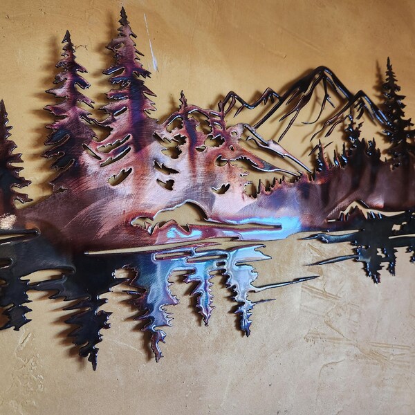 Copper Plated Mountain Reflections Metal Wall Art - Etsy