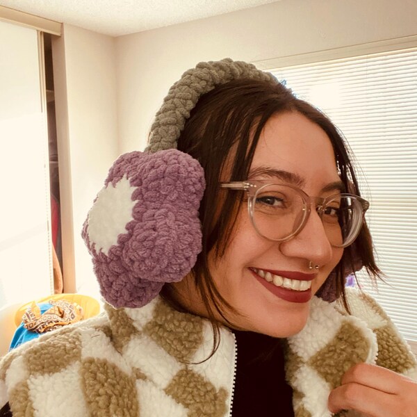 Crocheted Black Ear Muffs With Pink Bows - Etsy